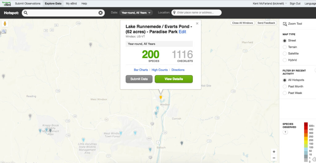 Print a Checklist Instantly with Vermont eBird